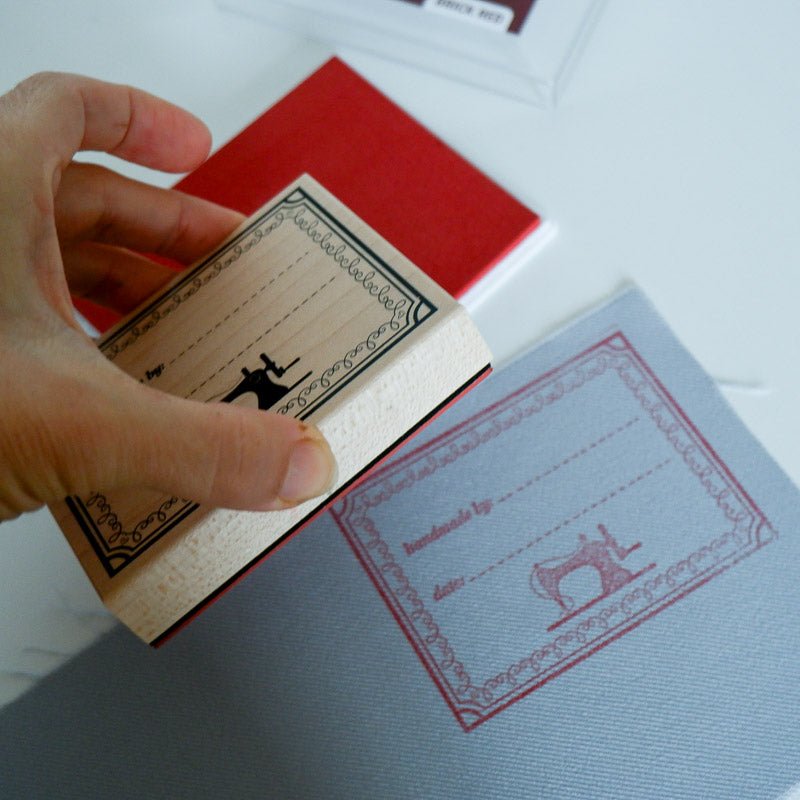 "Handmade By" Fabric Stamp & Permanent Ink Pad Bundle - Black or Brick ...