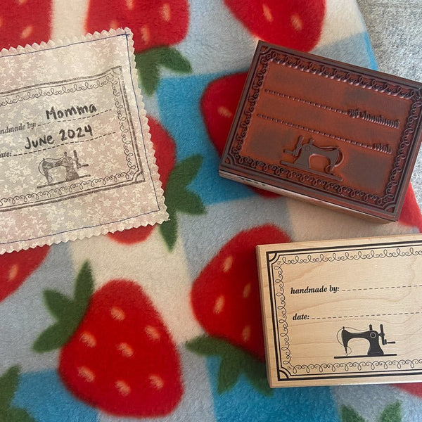 "Handmade By" Fabric Stamp & Permanent Ink Pad Bundle - Black or Brick ...