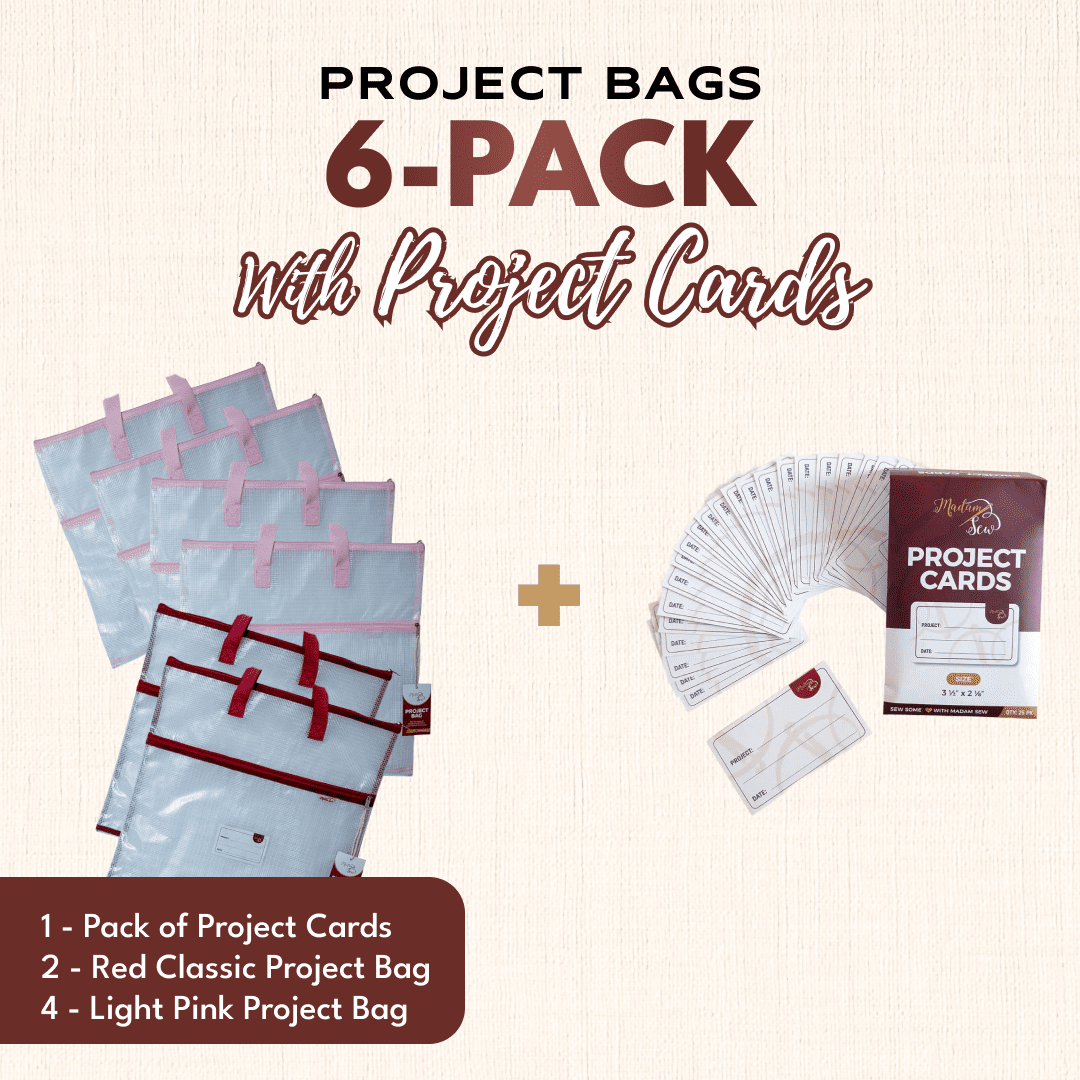 Project Bags (4 Light Pink) - 6 Pack with Project Cards – MadamSew