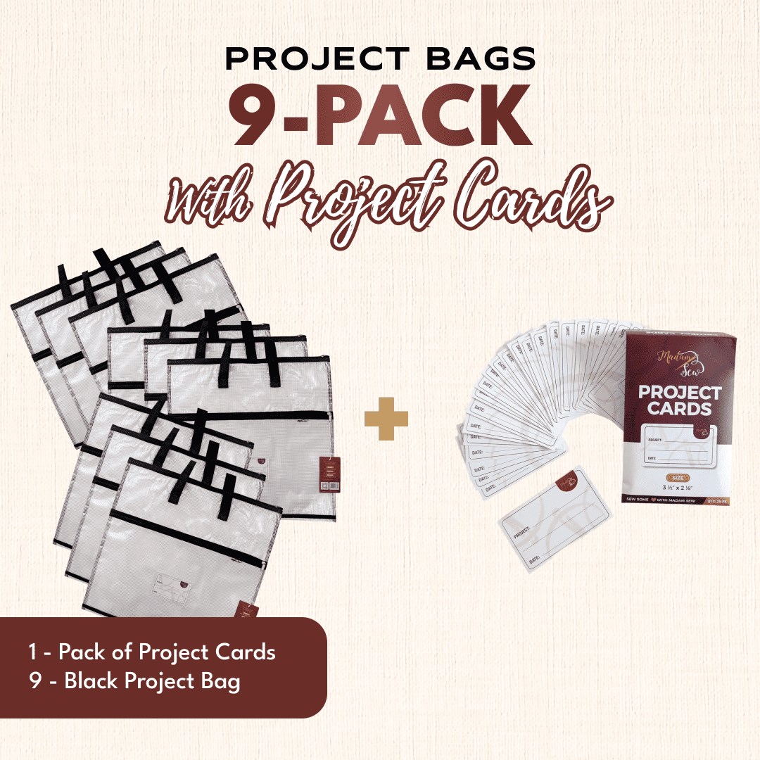 Project Bags (All Black) - 9 Pack with Project Cards – MadamSew
