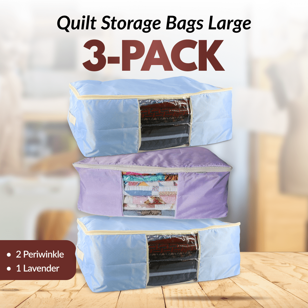 Quilt Storage Bags - 3 Pack - Large Size - Lavender & Periwinkle – MadamSew