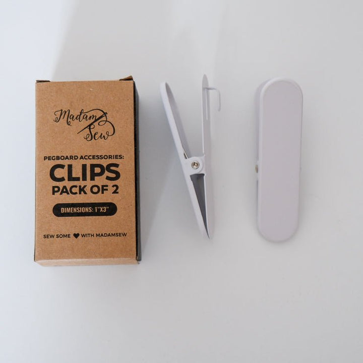 Clips Set of 2 1x3 inches - Pegboard Accessories – MadamSew