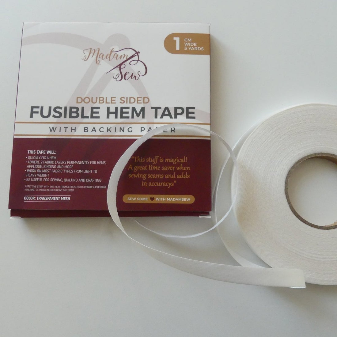Fusible Hem Tape (50 yd) - 2 widths available – MadamSew