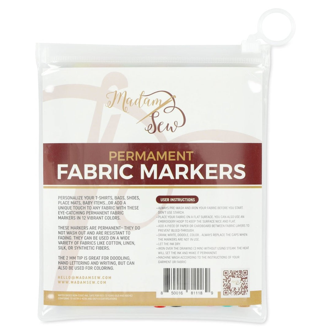 Permanent Fabric Markers - 12 colors in 1 set – MadamSew