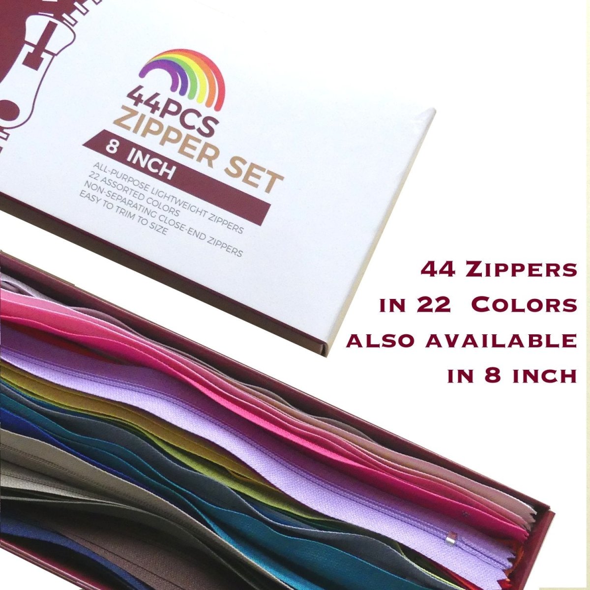 Zippers Sets - 44 pcs/box - 22 colors - 2 sizes – MadamSew