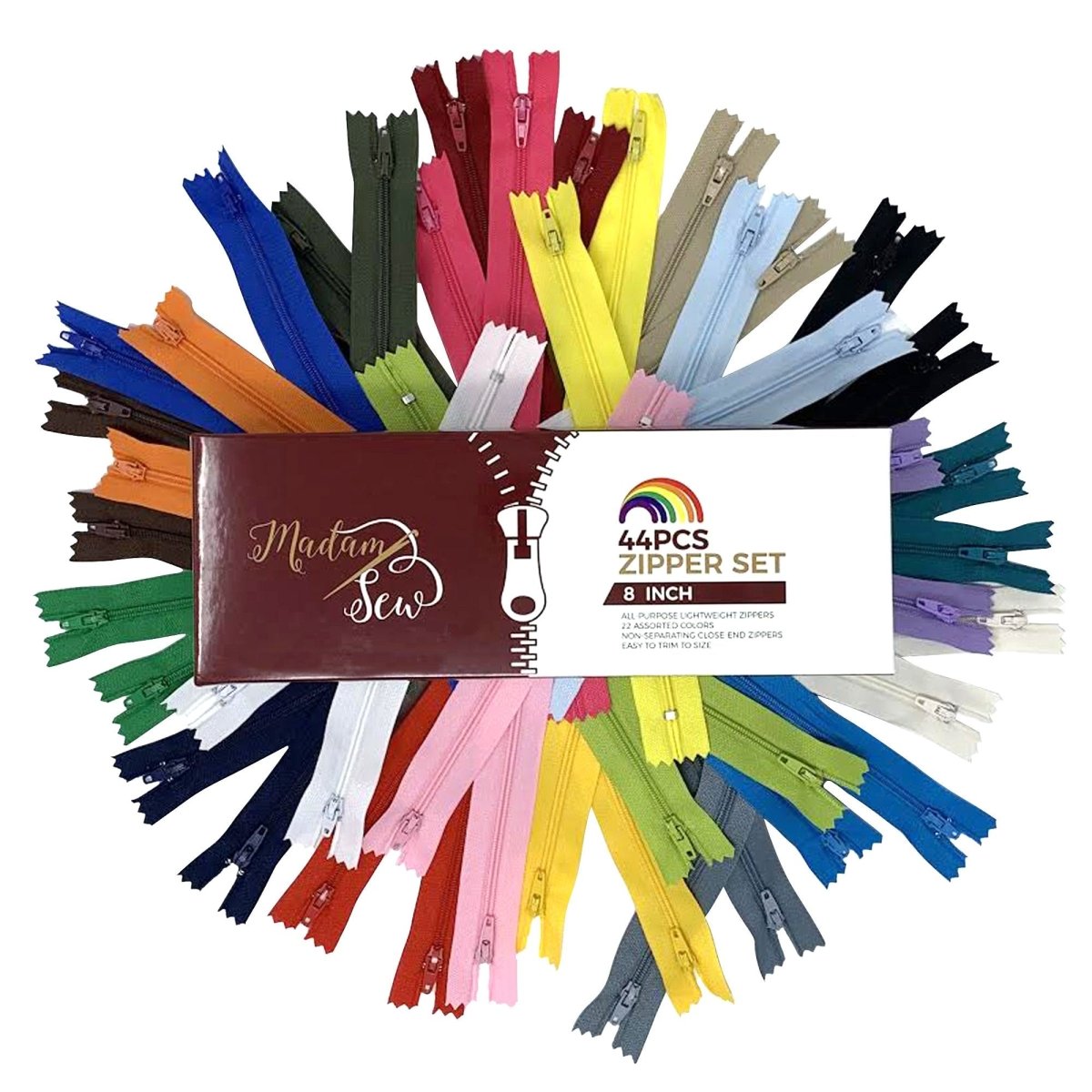 Zippers Sets - 44 pcs/box - 22 colors - 2 sizes – MadamSew
